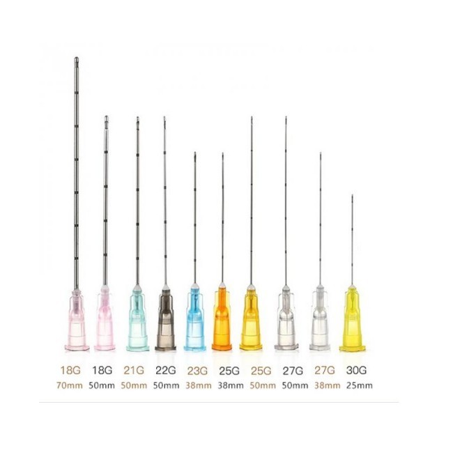 50mm 70mm Blunt End Cannula Injectable Dermal Filler Cannulas 21g